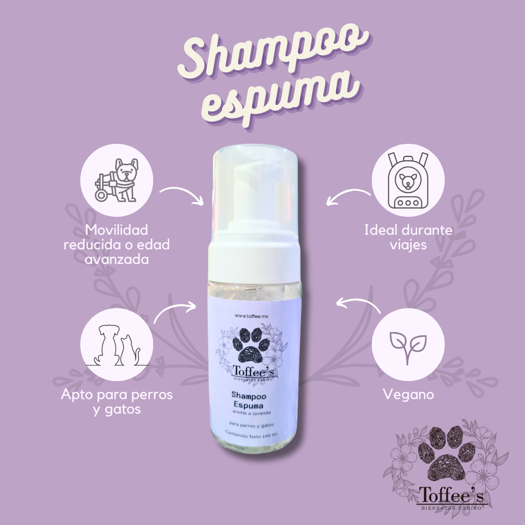 Shampoo Espuma 100ml – Toffees. Bienestar Canino